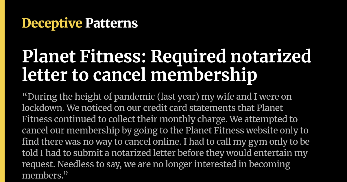 Planet Fitness: Required notarized letter to cancel membership ...